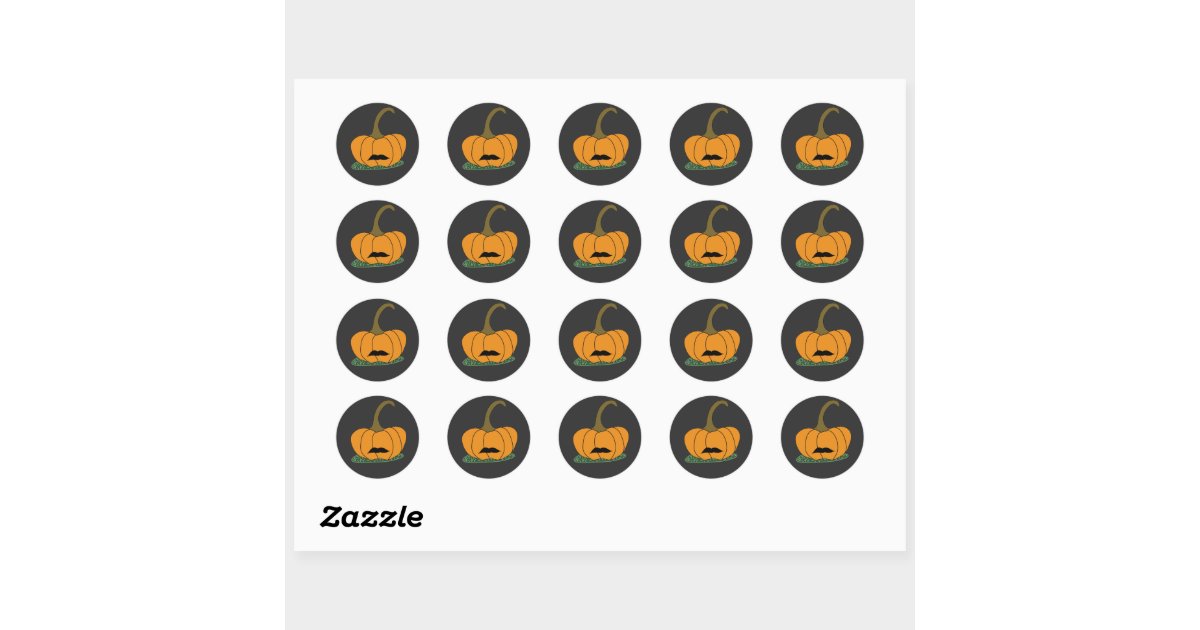Mustachio Pumpkin Magnet Classic Round Sticker | Zazzle