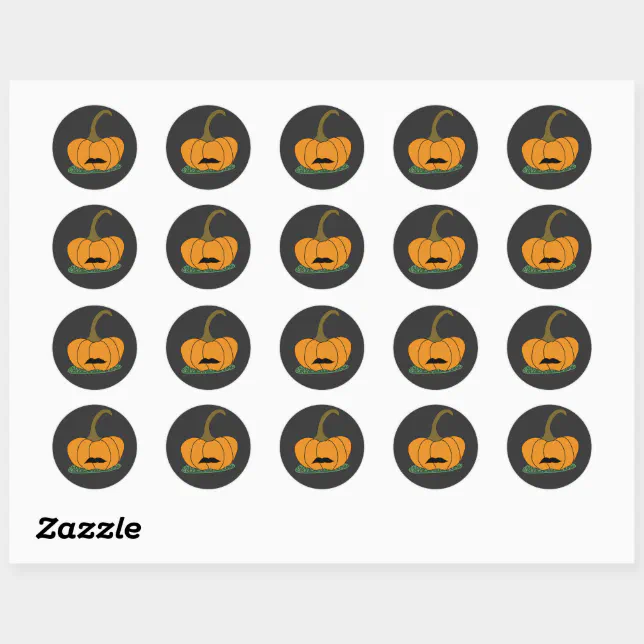 Mustachio Pumpkin Magnet Classic Round Sticker | Zazzle