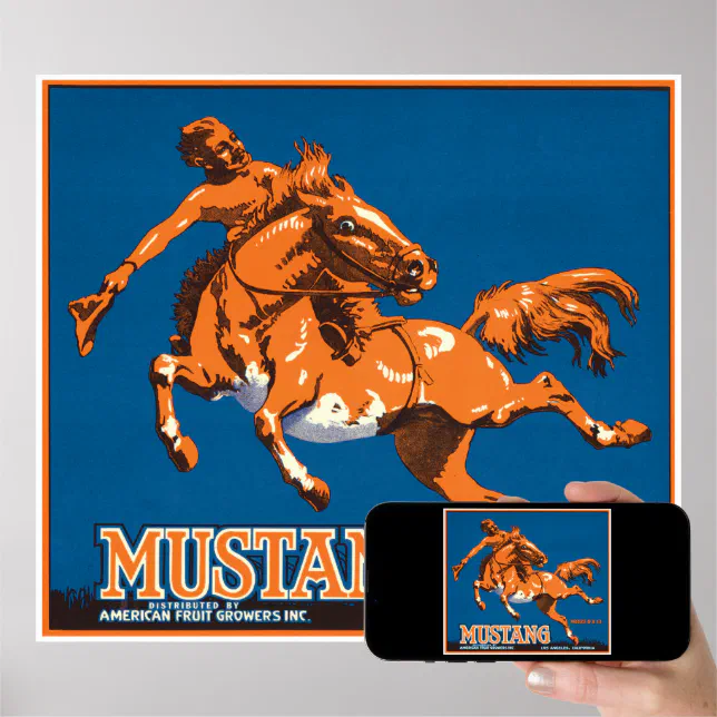 Mustang Horse Cowboy Los Angeles California USA Poster | Zazzle