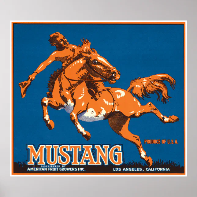 Mustang Horse Cowboy Los Angeles California USA Poster | Zazzle