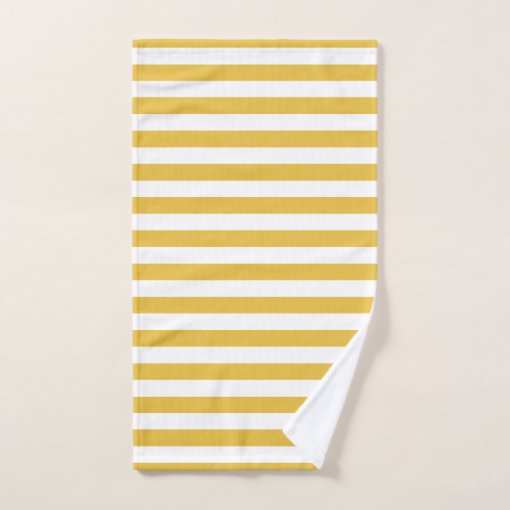 Mustard and White Striped Bath Towel Set | Zazzle