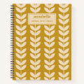Mustard Retro Vibe Leaf Pattern Monogram Notebook | Zazzle