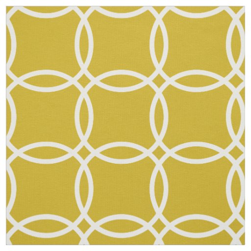 Mustard Yellow and white Geometric Pattern Fabric | Zazzle