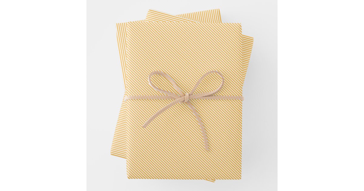 Mustard Yellow Elegant, Classic Warm Color Stripes Wrapping Paper ...