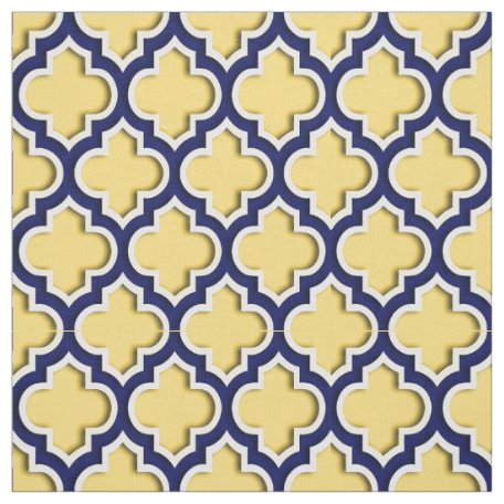 Yellow Moroccan Quatrefoil Fabric | Zazzle.com