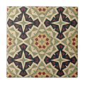 Mustard Yellow Red Olive Green Ethnic Tribe Art Ceramic Tile | Zazzle