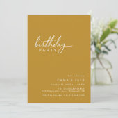 Mustard Yellow | Simple Modern Boho Chic Birthday Invitation | Zazzle