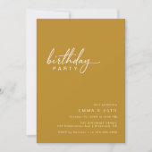 Mustard Yellow | Simple Modern Boho Chic Birthday Invitation | Zazzle