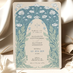 Muted Blues, Grays and White Vintage Art Deco Invitation | Zazzle