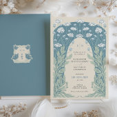 Muted Blues, Grays and White Vintage Art Deco Invitation | Zazzle