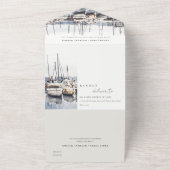 Muted Coastal Boats at Harbor Seascape Wedding All In One Invitation ...
