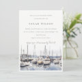 Muted Coastal Harbor Boats Seascape Bridal Shower Invitation | Zazzle