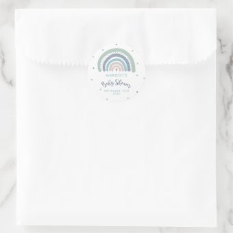 Muted Pastel Rainbow Baby Shower Classic Round Sticker | Zazzle