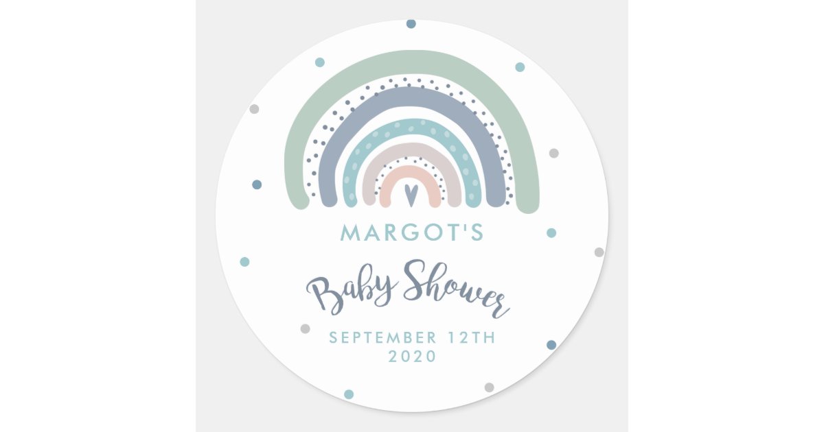 Muted Pastel Rainbow Baby Shower Classic Round Sticker | Zazzle