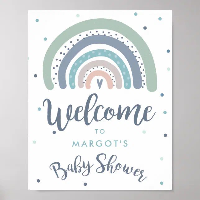 Muted Pastel Rainbow Baby Shower Welcome Poster | Zazzle