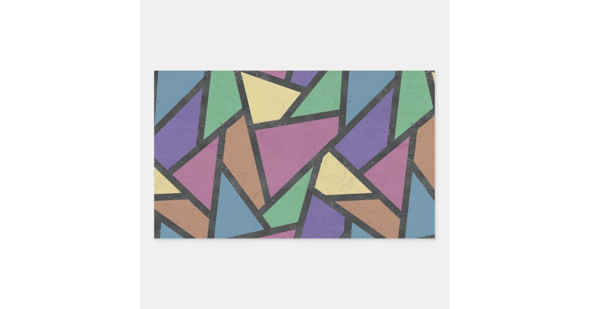 Muted rainbow colors mosaic pattern rectangular sticker | Zazzle