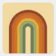 Muted Retro Groovy Layered Rainbow Square Sticker | Zazzle