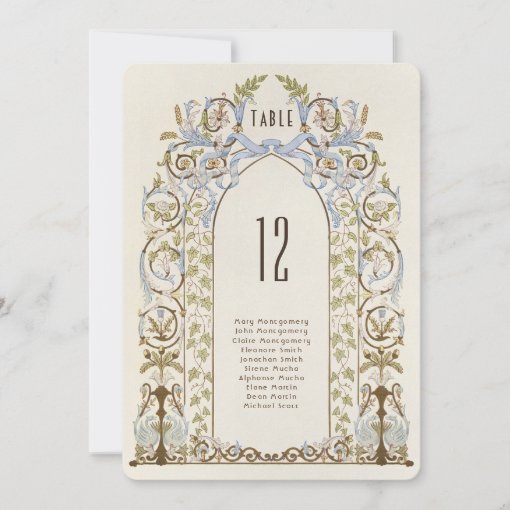 Muted Royal Victorian Floral Wedding Table Number | Zazzle