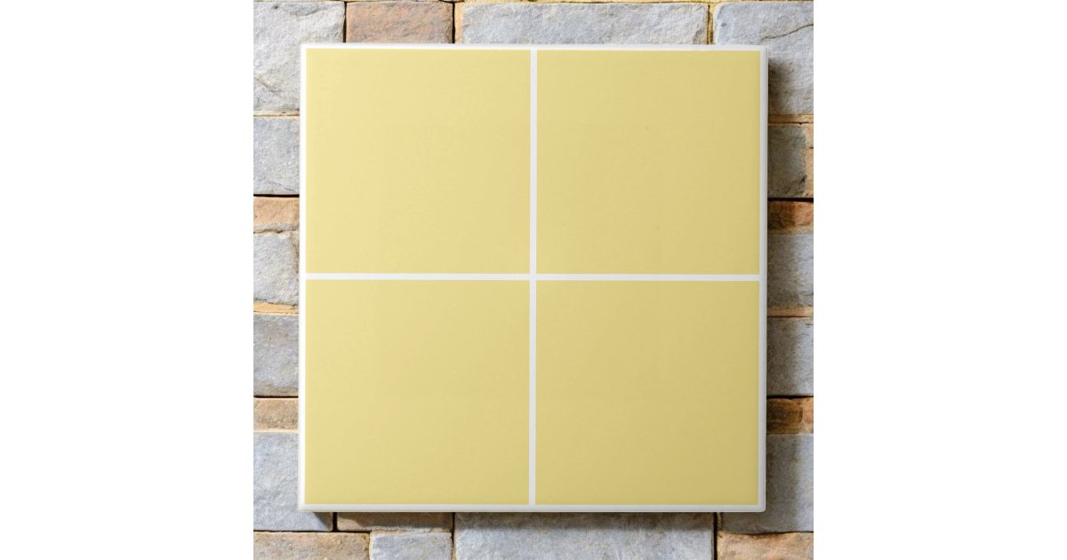 Muted Yellow Checkered Modern Minimalist Design Ceramic Tile | Zazzle