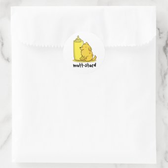 Mutt-stard Funny Doggy Mustard Pun Classic Round Sticker | Zazzle