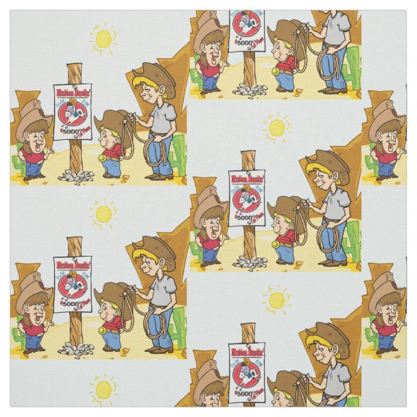 Western Rodeo Cowboy Kids Mutton Busting Fabric | Zazzle