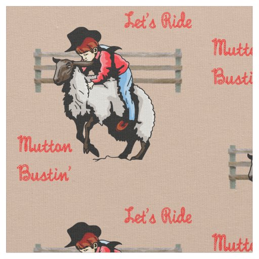 Mutton Bustin' Cowboy Rodeo Print Fabric | Zazzle
