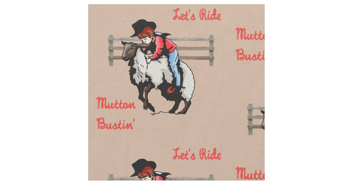 Mutton Bustin' Cowboy Rodeo Print Fabric | Zazzle
