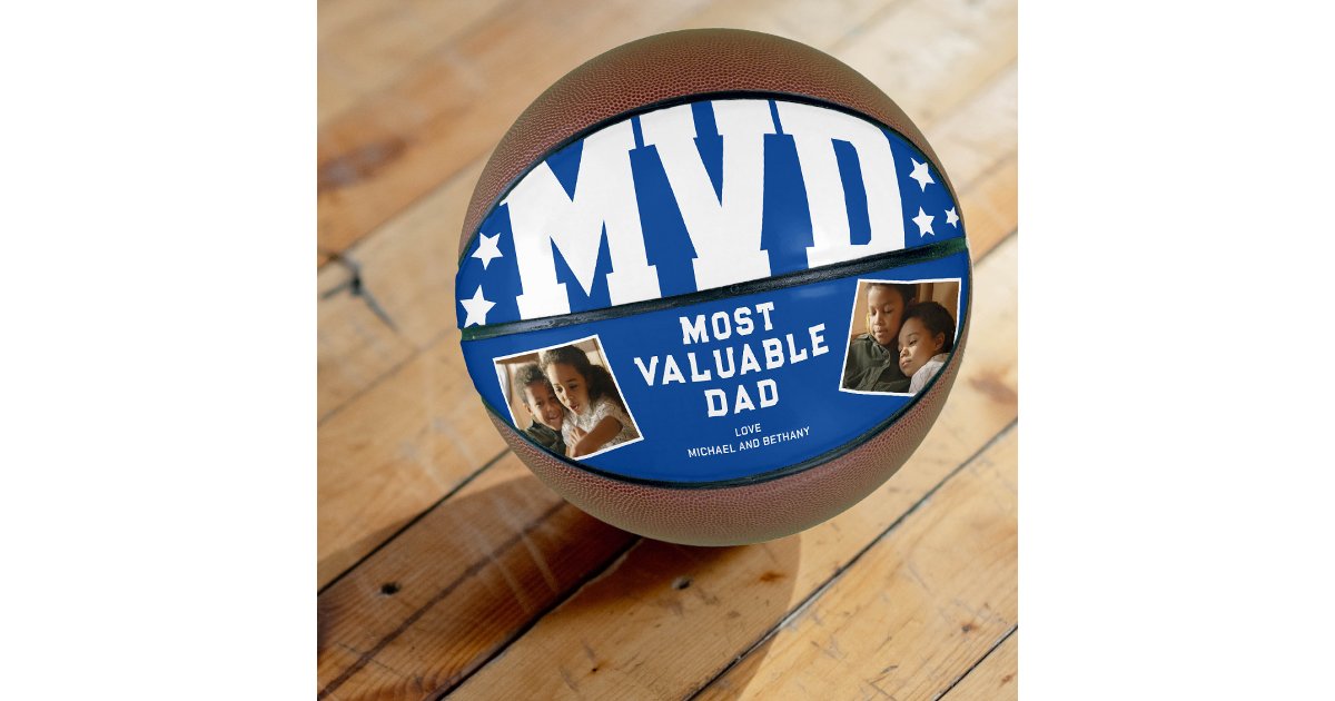 MVD Most Valuable Dad Two Photo Basketball | Zazzle