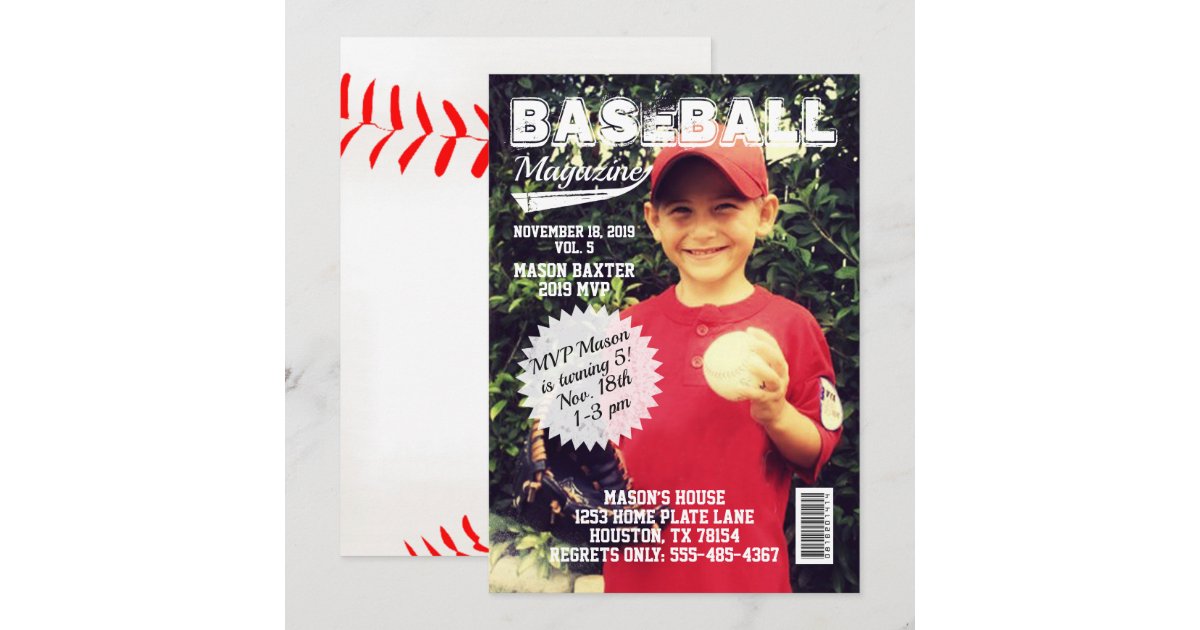 MVP All-Star Baseball Magazine Cover Birthday Invitation | Zazzle