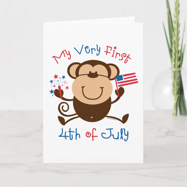 My 1st 4th Boy Monkey Card | Zazzle