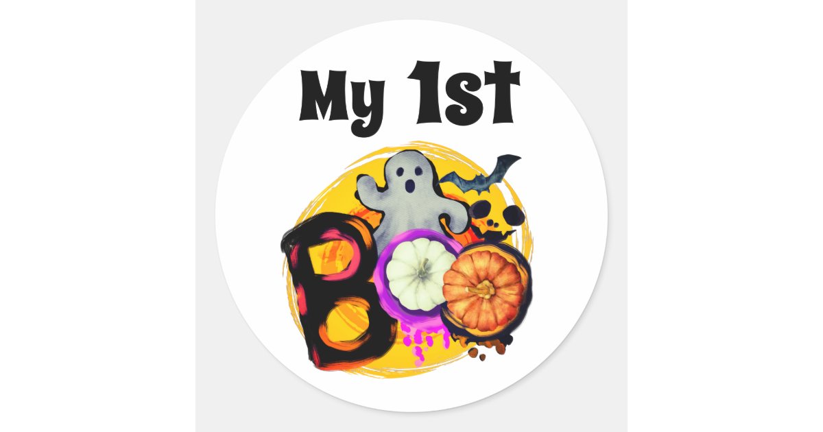 My 1st Boo Cute Ghost Baby's 1st Halloween Classic Round Sticker | Zazzle