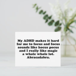 My ADHD Focus Hocus Pocus Postcard | Zazzle