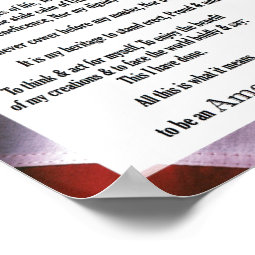 My American Creed USA Proud To Be An American Poster | Zazzle