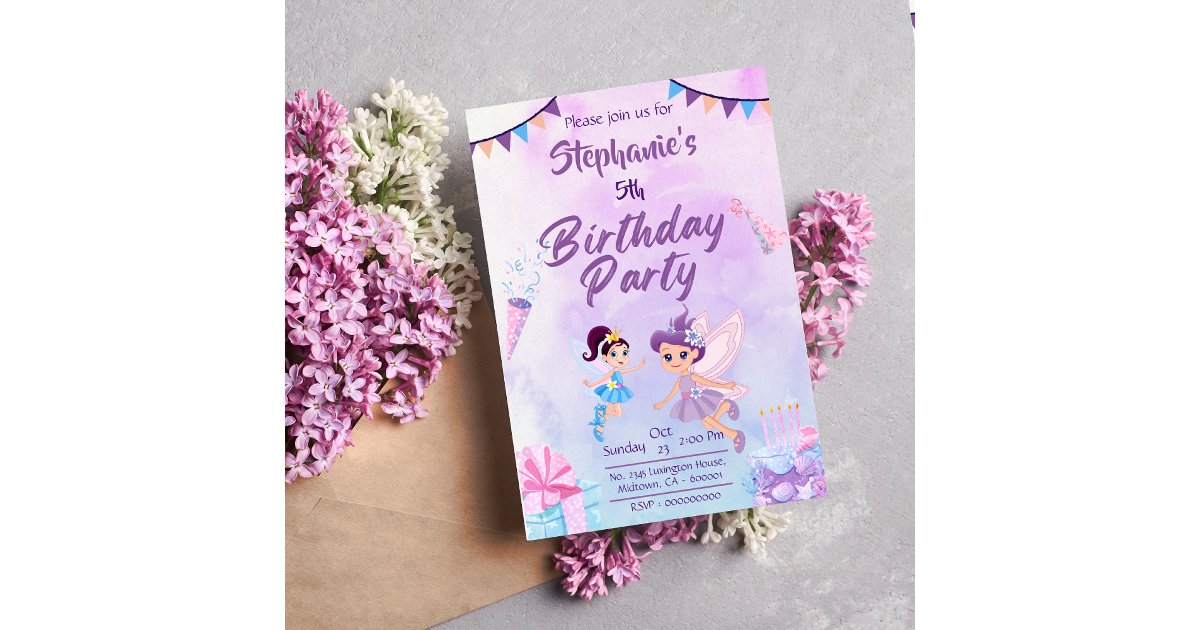 My angel is turning five:Fairytale themed birthday Invitation | Zazzle