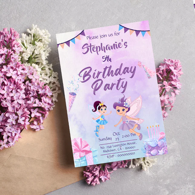 My angel is turning five:Fairytale themed birthday Invitation | Zazzle