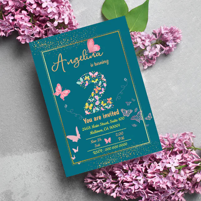 My angel is turning two: my butterfly's birthday invitation | Zazzle
