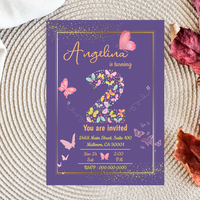 My angel is turning two: my butterfly's birthday invitation | Zazzle