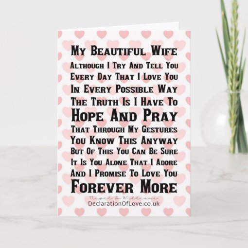 My Beautiful Wife Card | Zazzle