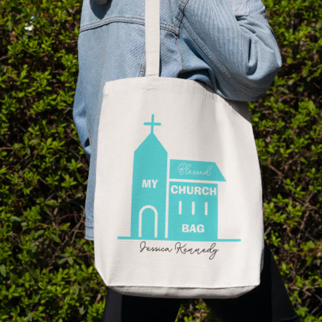 My Blessed Church Bag Blue Custom Name Kid's Bag | Zazzle