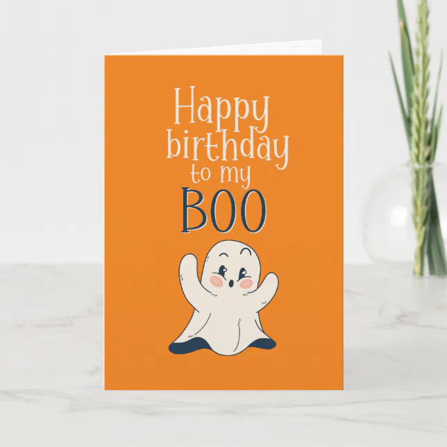 My Boo Cute Halloween Ghost Pun Funny Birthday Card | Zazzle