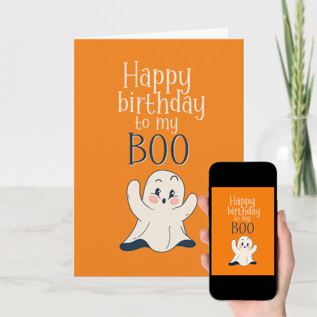 My Boo Cute Halloween Ghost Pun Funny Birthday Card | Zazzle