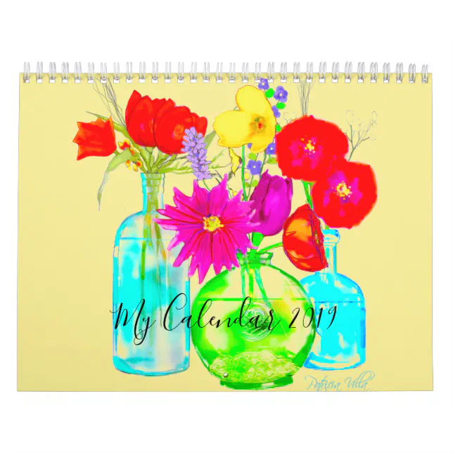 My Calendar 2019 Decorated with Colorful Flowers | Zazzle