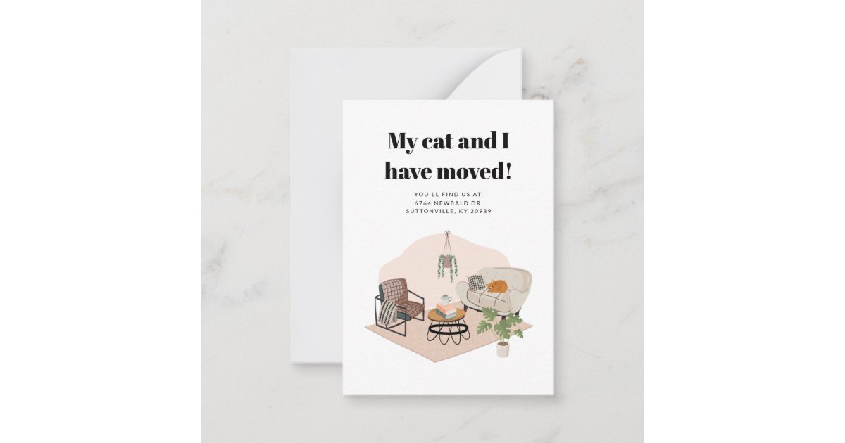 My Cat and I Moved Change of Address Moving Note Card | Zazzle