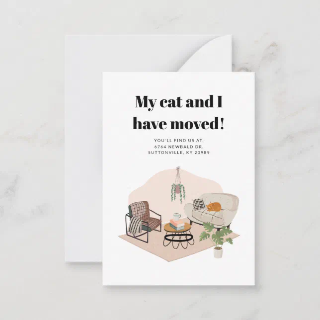 My Cat and I Moved Change of Address Moving Note Card | Zazzle