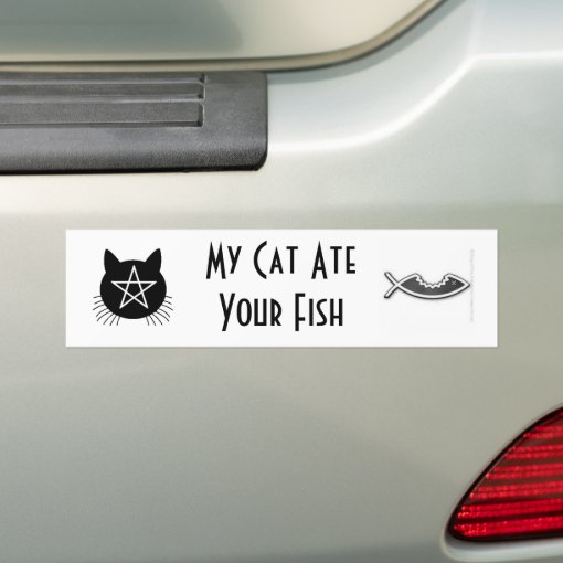My cat ate your fish bumper sticker | Zazzle