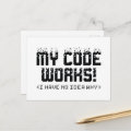 My Code Works Postcard | Zazzle
