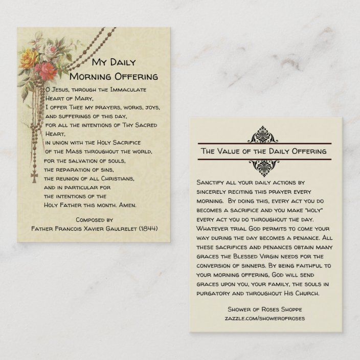 My Daily Morning Offering Prayer Floral Holy Card | Zazzle.com
