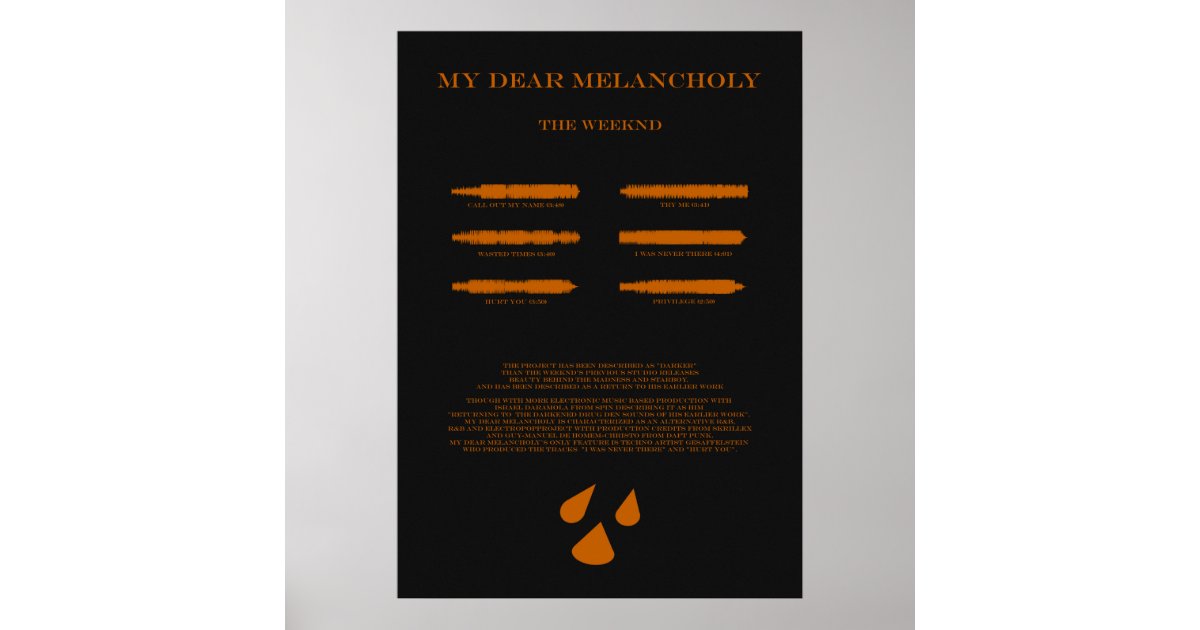 My Dear Melancholy Poster | Zazzle