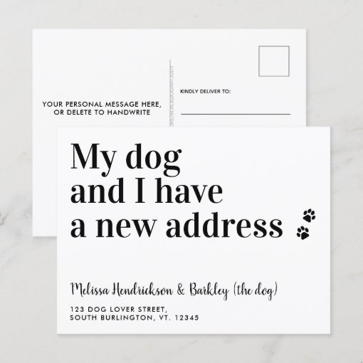 My Dog And I New Address We've Moved Pet Moving Announcement Postcard ...