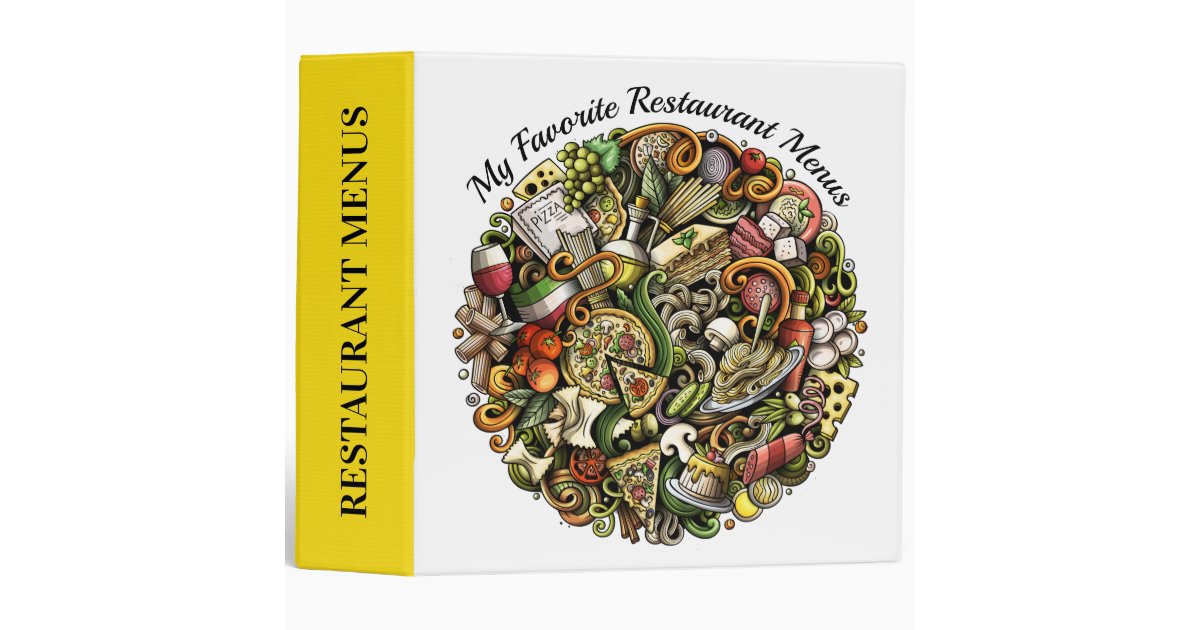 My Fav Restaurant Menus Binder - See Back | Zazzle